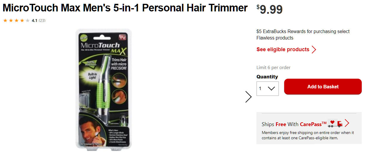 MicroTouch Max Men’s 5in1 Personal Hair Trimmer Just $4.99!